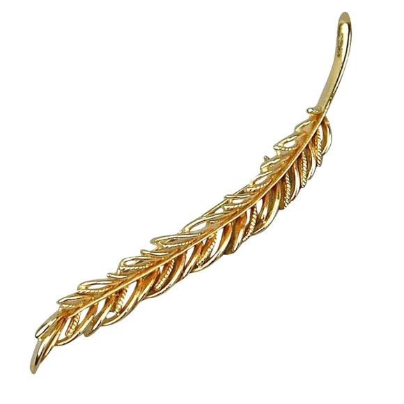 Vintage | Jewelry | Vintage Coro Gold Plated Long Wispy Feather Wheat ...